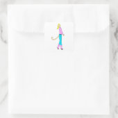 girl with a tail square sticker | Zazzle