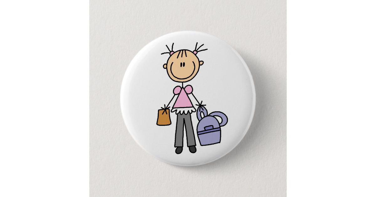 Girl With Backpack Pinback Button | Zazzle