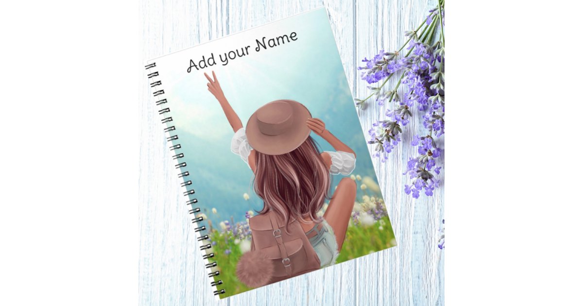 Girl with backpack travel Vacation Notebook | Zazzle