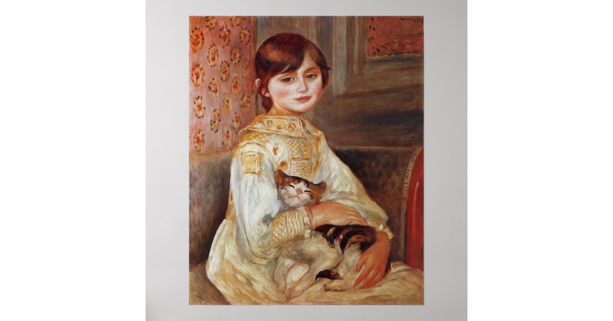 Girl with Cat, Auguste Renoir Poster | Zazzle