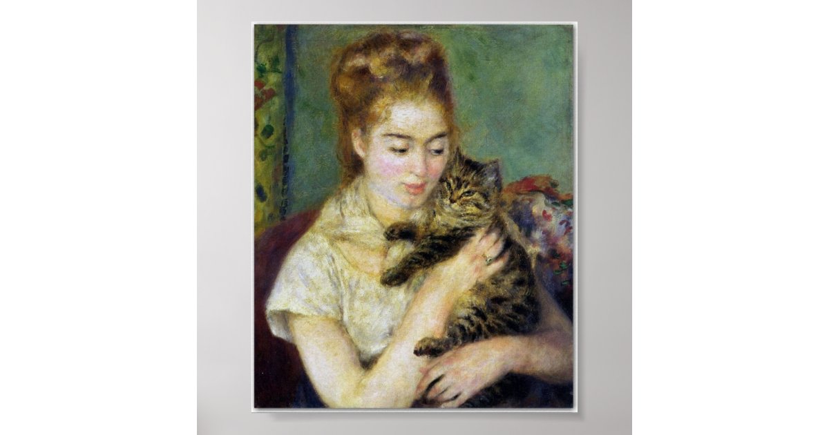 Girl with Cat by Renoir Poster | Zazzle