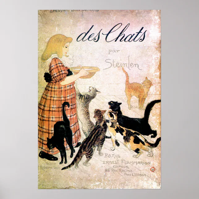 Girl with Cats, Alexandre Steinlen Poster | Zazzle