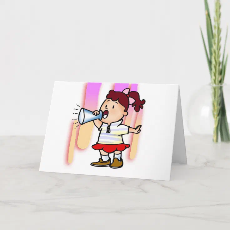 Girl With Megaphone Card | Zazzle