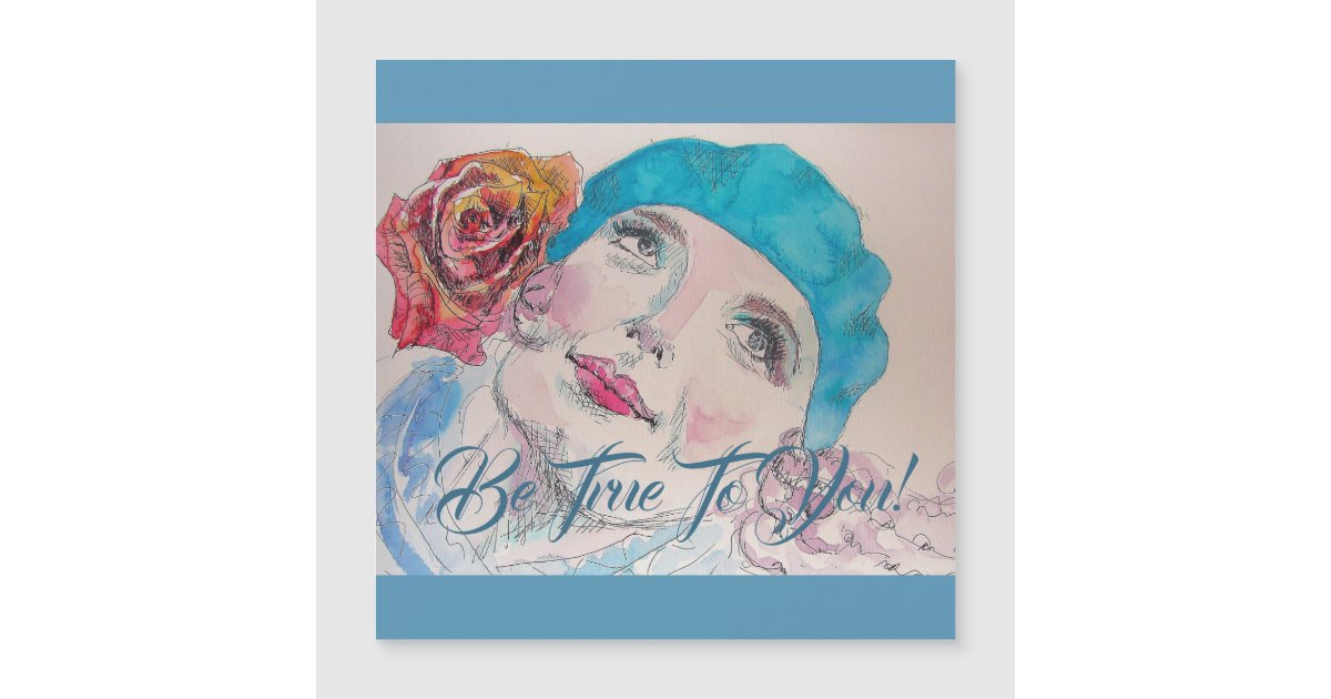 Girl With Red Rose Be True To You Magnetic Card | Zazzle