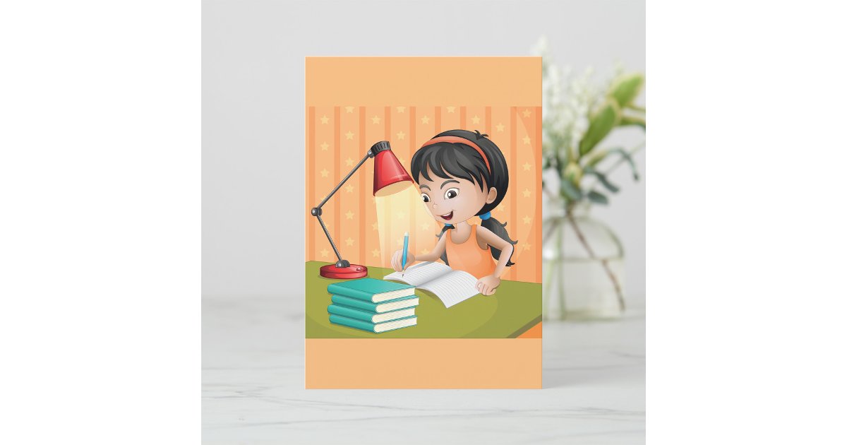 Girl Working At A Desk Invitation | Zazzle