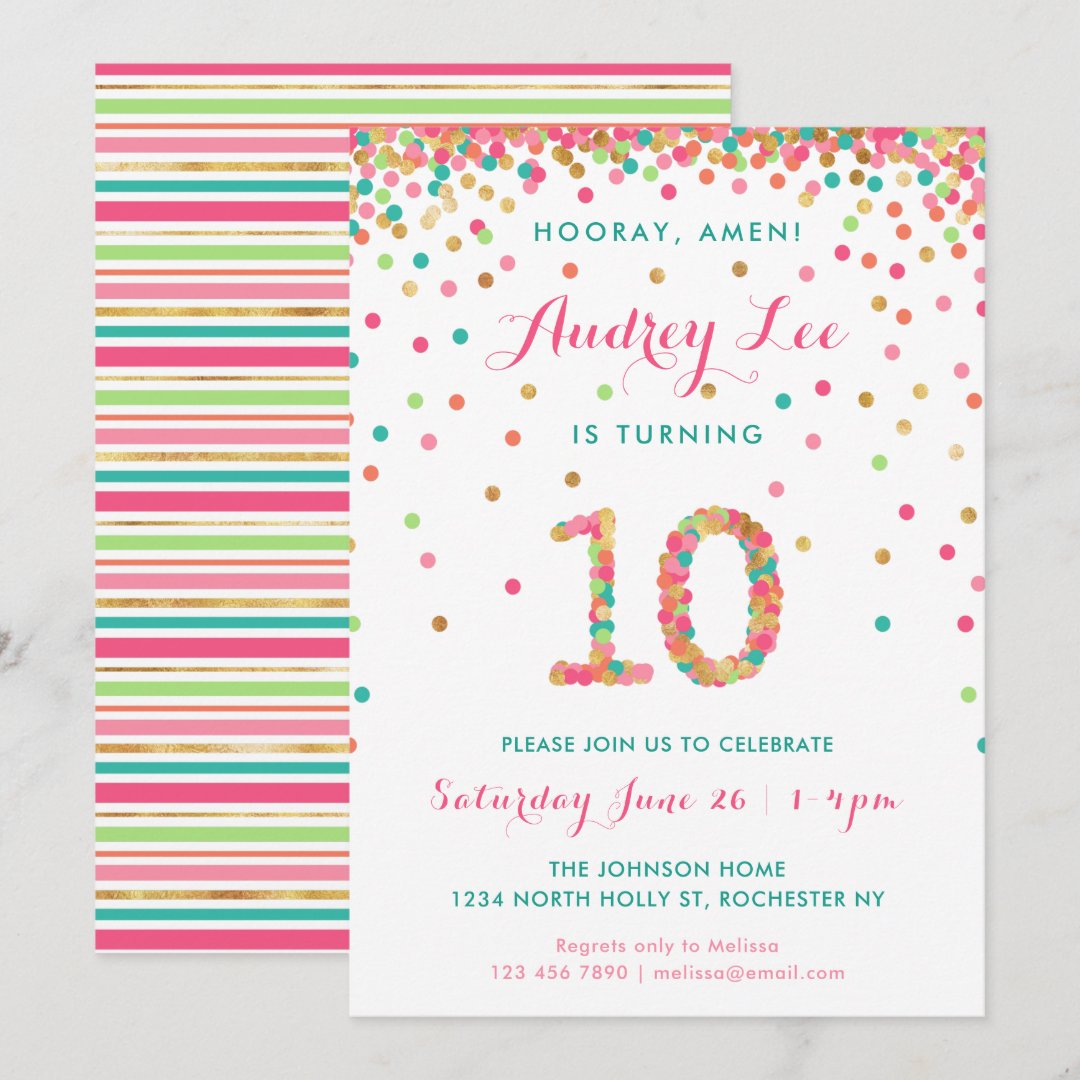 Girls 10th Birthday Invitation birthday party | Zazzle