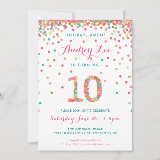 Girls 10th Birthday Invitation birthday party | Zazzle