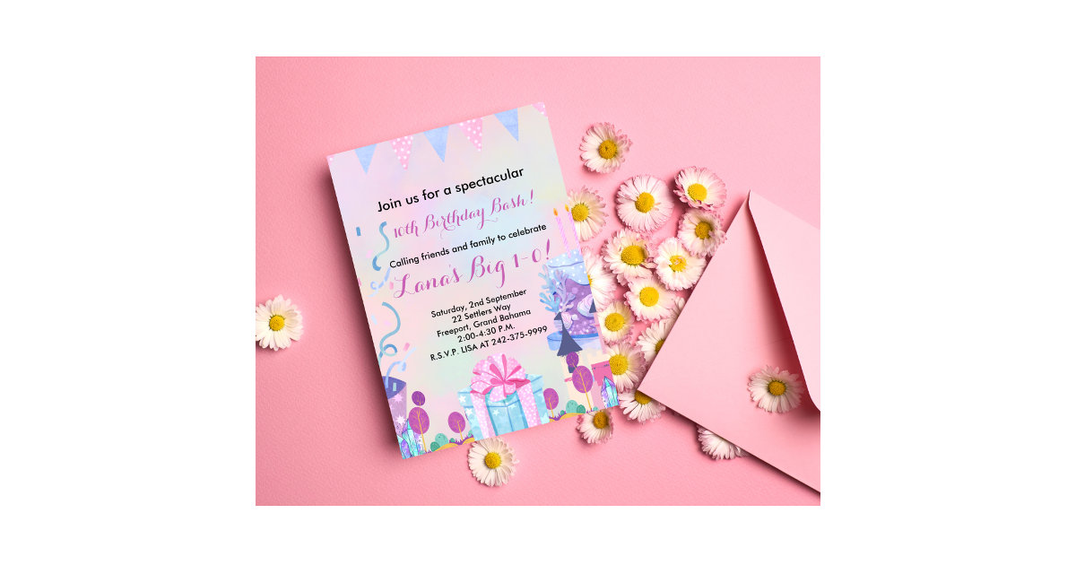 Girls 10th Birthday Party Invitation | Zazzle