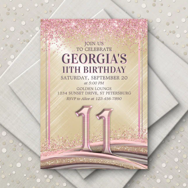 Girls 11th Birthday Invitation | Zazzle