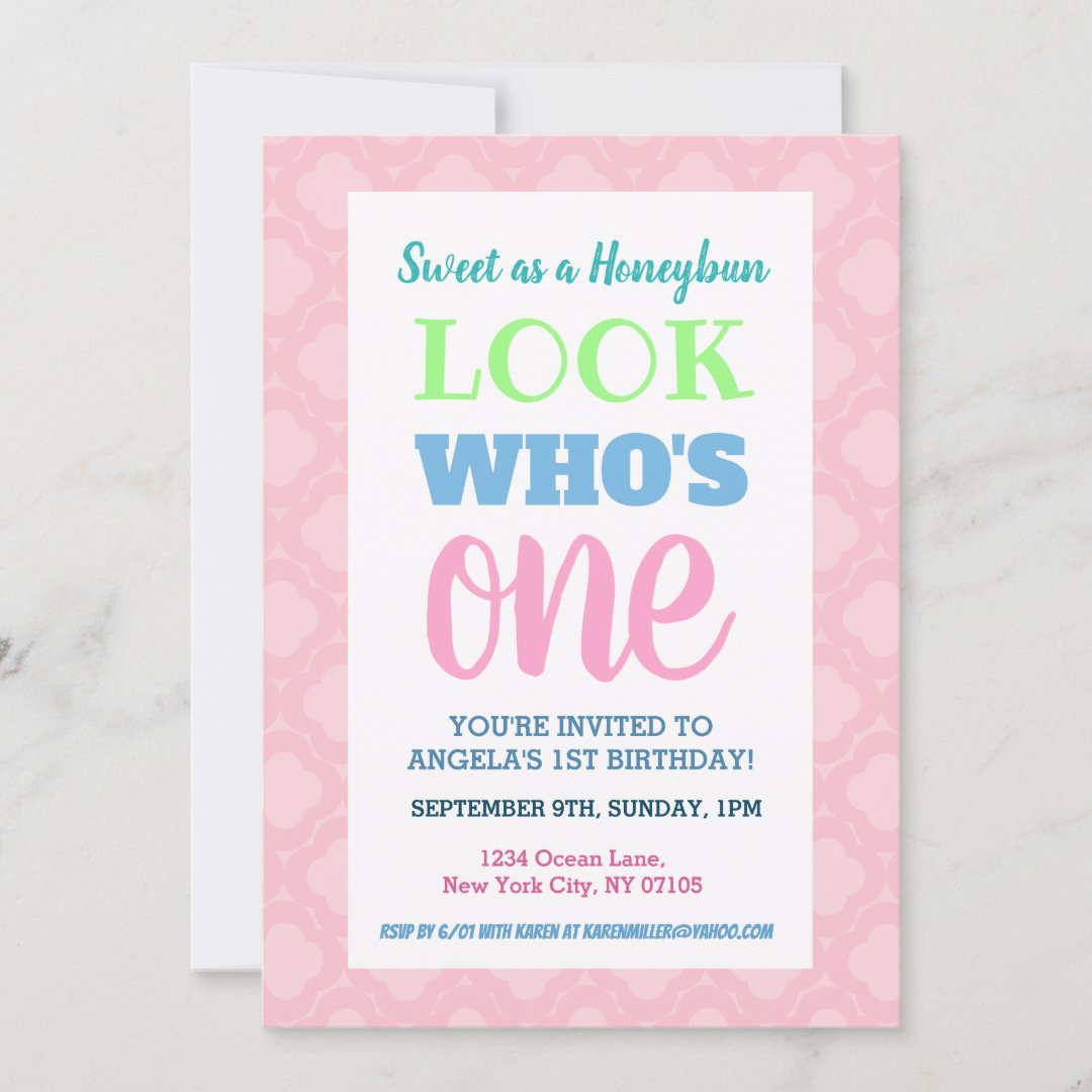 Girls 1st Birthday Invitation Wording | Zazzle