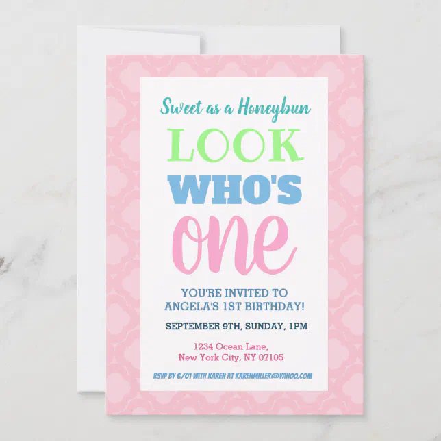 Girls 1st Birthday Invitation Wording | Zazzle
