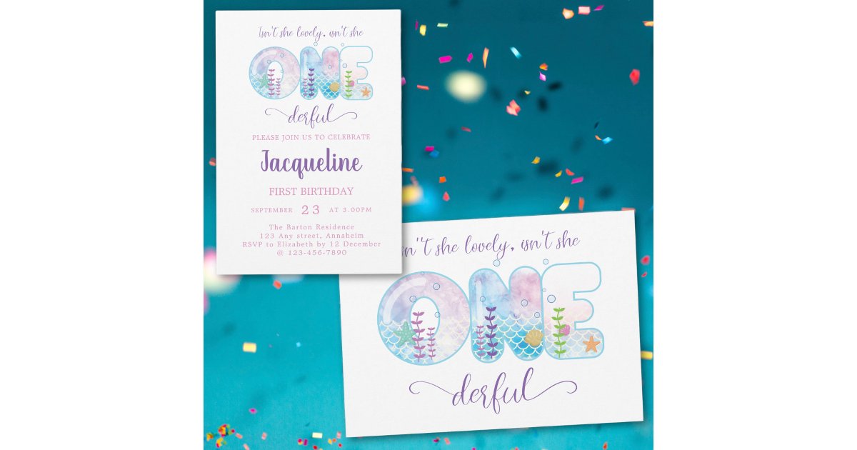 Girls 1st Birthday One derful Invitation | Zazzle