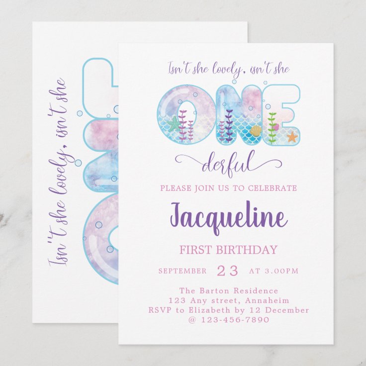 Girls 1st Birthday One derful Invitation | Zazzle