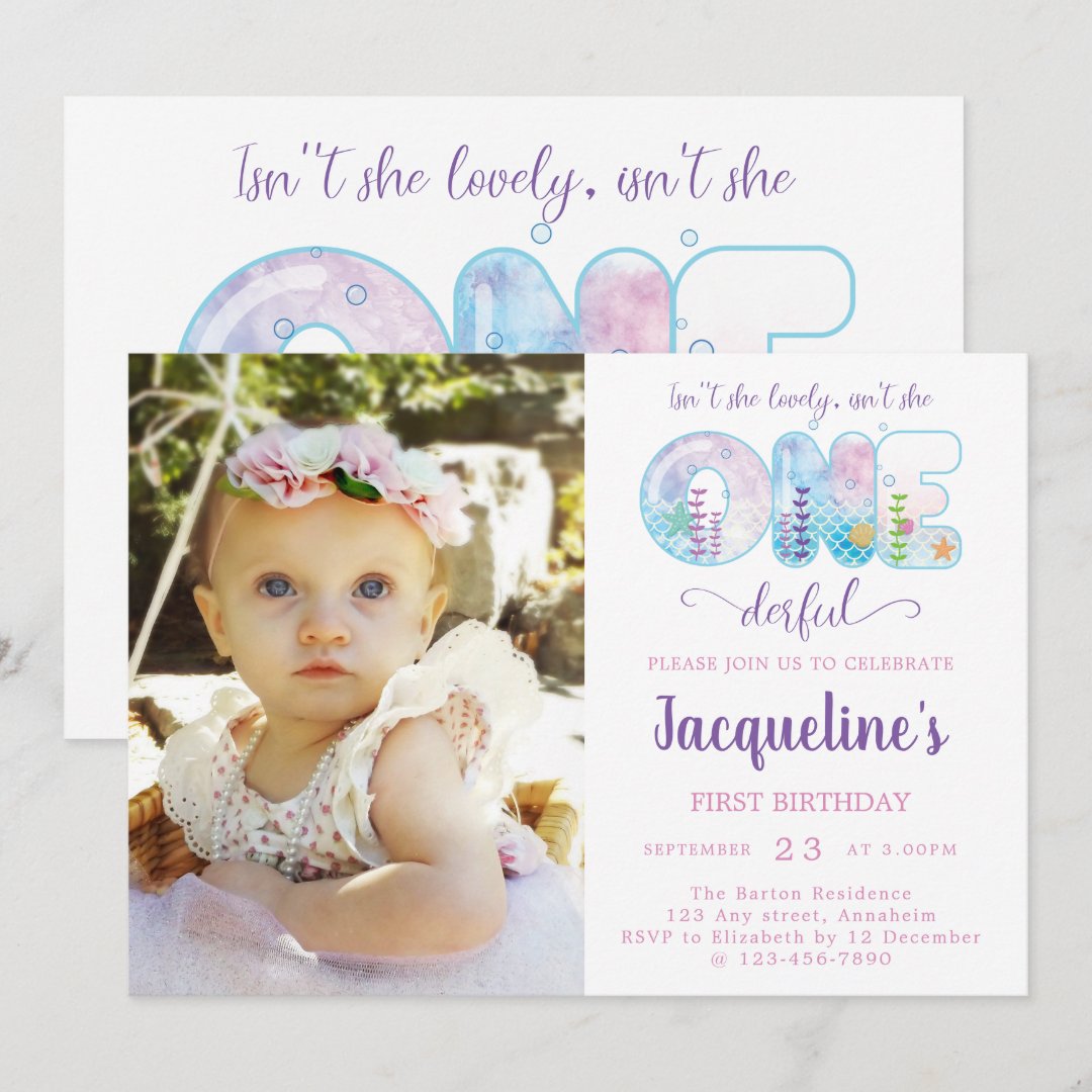Girls 1st Birthday Photo Invitation | Zazzle