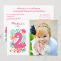 Girls 2nd Birthday Party Number Photo Invitation | Zazzle