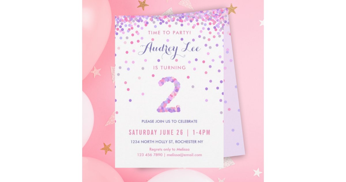 Girls 2nd Birthday Second Birthday Party Invitation | Zazzle