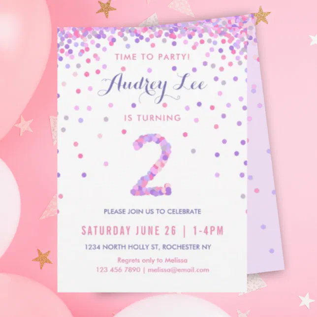 Girls 2nd Birthday Second Birthday Party Invitation | Zazzle