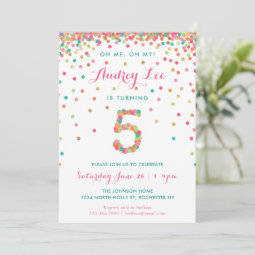 Girls 5th Birthday Invitation birthday party | Zazzle