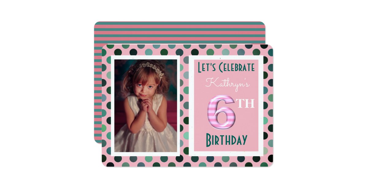 Girls 6th Birthday Party Invitation | Zazzle.com