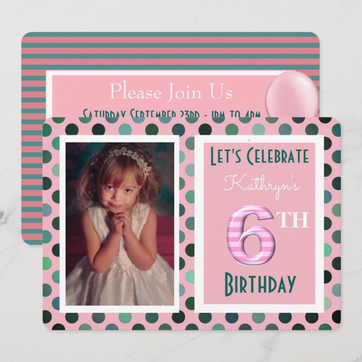 Girls 6th Birthday Party Invitation | Zazzle