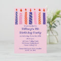 Girl's 7th Birthday 7 Pink, Purple Candles Party Invitation | Zazzle