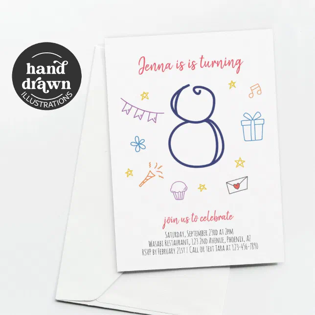 Girls 8th Birthday Party Invitation | Zazzle