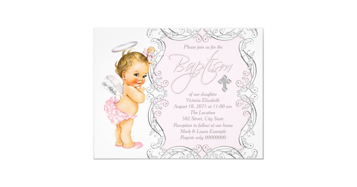Girls Angel Baptism Invitation | Zazzle.com
