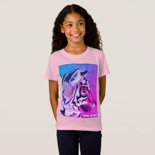 Girl's Animal Activist Pink Tiger T-shirt | Zazzle