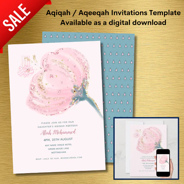 Girls Aqiqa Invitation | Zazzle