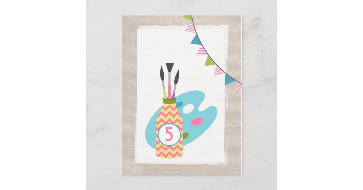 Girls Art Painting Party Birthday Postcard Invite | Zazzle