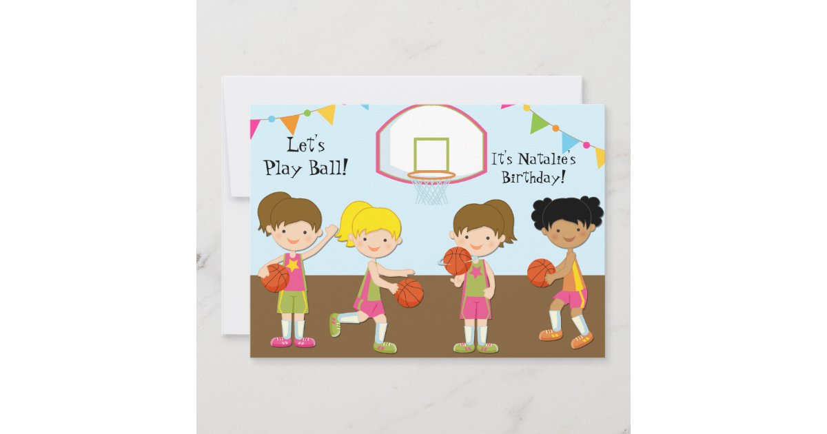 Girls Basketball Birthday 5x7 Invitation | Zazzle