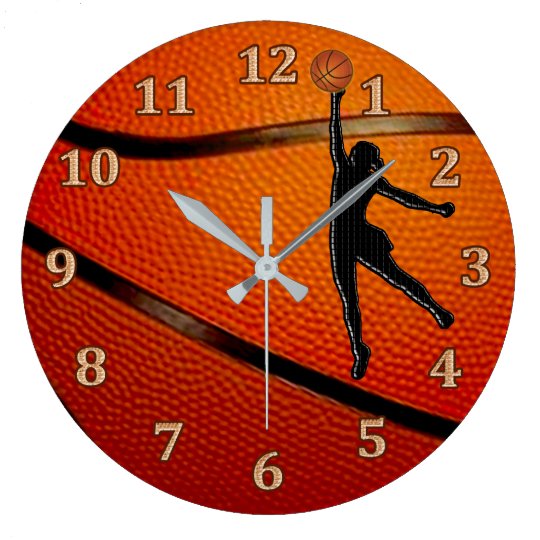 Girls Basketball Clock, Girls Basketball Bedroom Large Clock | Zazzle.com