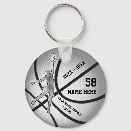 Girls Basketball Gifts with Your Text and Colors Keychain | Zazzle
