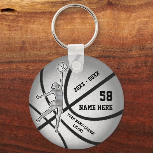 Girls Basketball Gifts with Your Text and Colors Keychain | Zazzle
