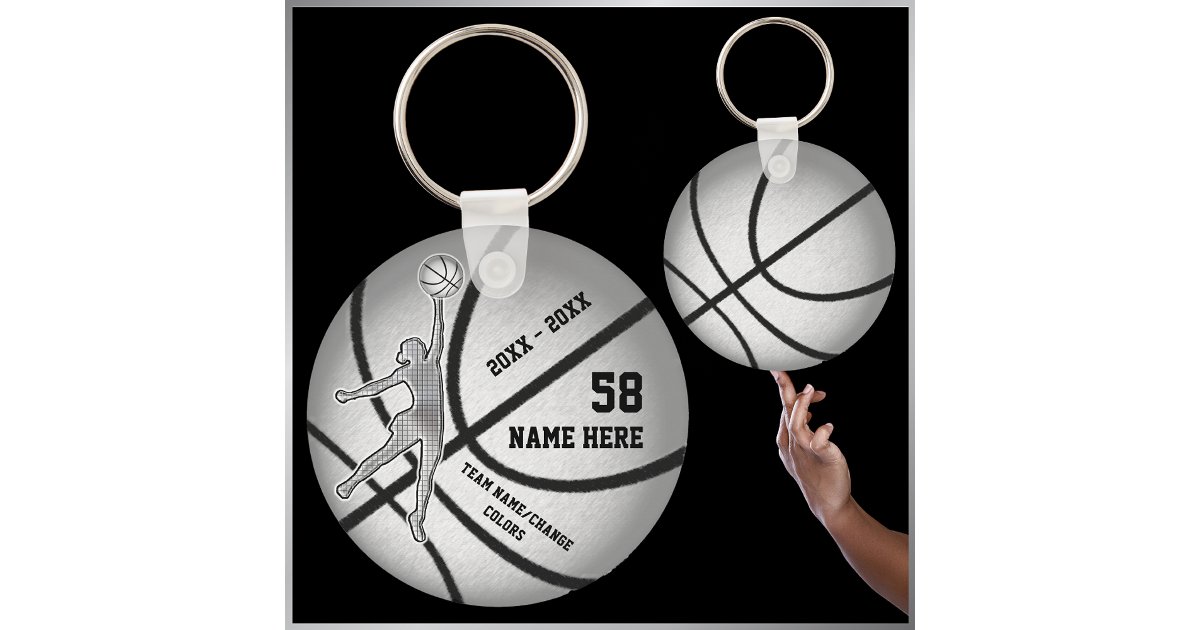 Girls Basketball Gifts with Your Text and Colors Keychain | Zazzle