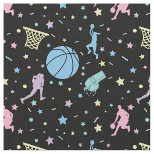 Painted Basketball Pattern Fabric | Zazzle