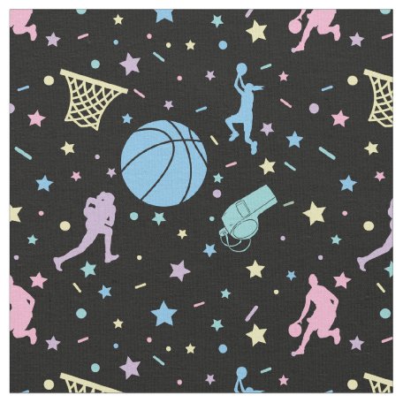 Painted Basketball Pattern Fabric | Zazzle