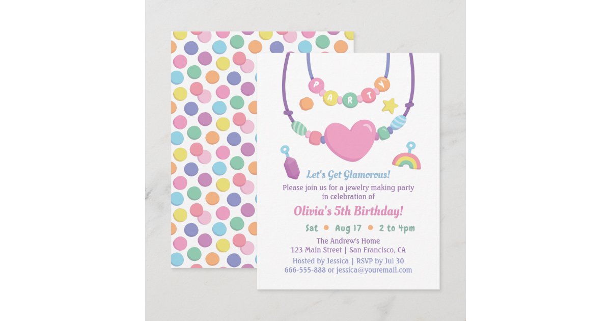 Girls Beads And Jewelry Making Party Invitations | Zazzle