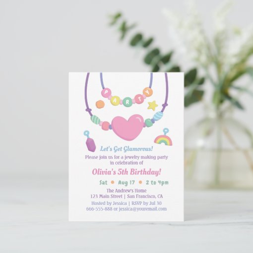 Girls Beads And Jewelry Making Party Invitations | Zazzle