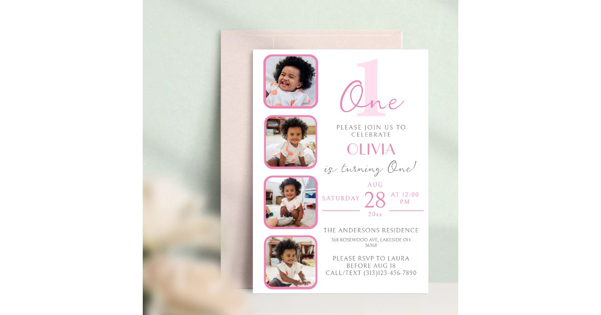 Girls Birthday Invitation With Photo Collage Image | Zazzle