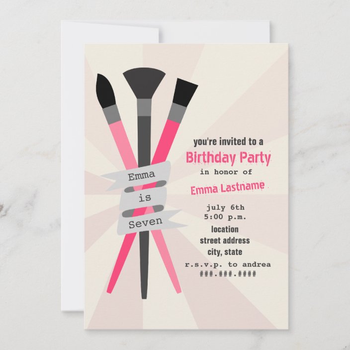 Girl's Birthday Party Invitation - Art Theme Pink | Zazzle.com