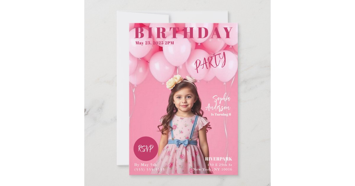 Girls Birthday Party Magazine Cover Invitation | Zazzle
