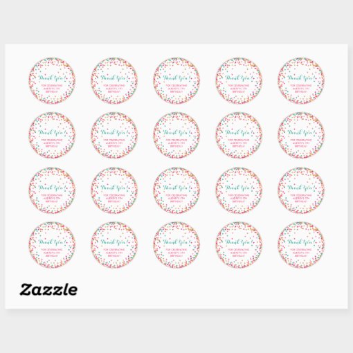 Girl's Birthday Party Thank You Stickers | Zazzle