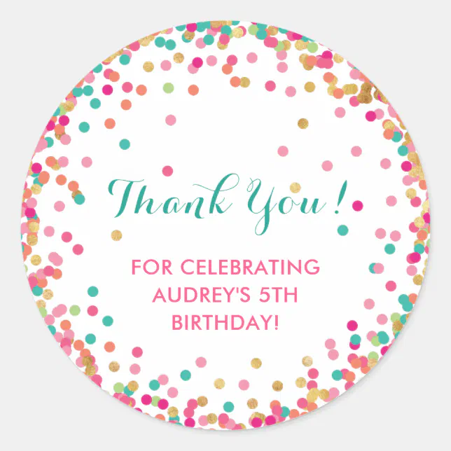 Girl's Birthday Party Thank You Stickers | Zazzle