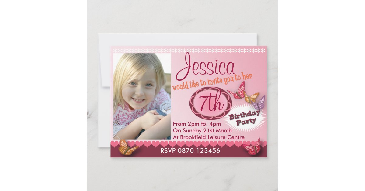 Girls Birthday Photo Invitation - Any Age | Zazzle