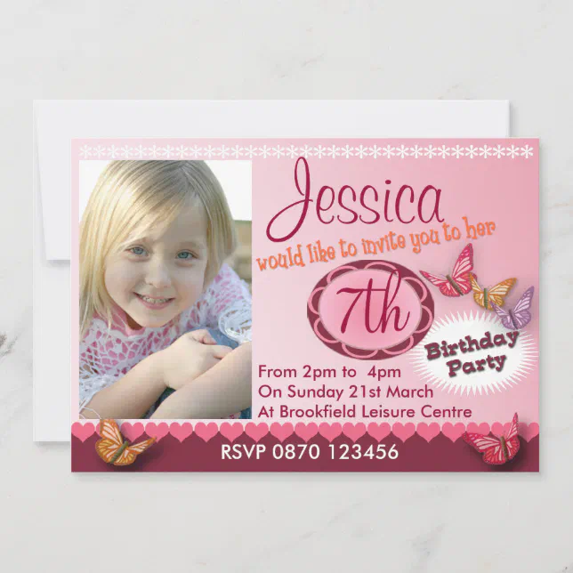 Girls Birthday Photo Invitation - Any Age | Zazzle