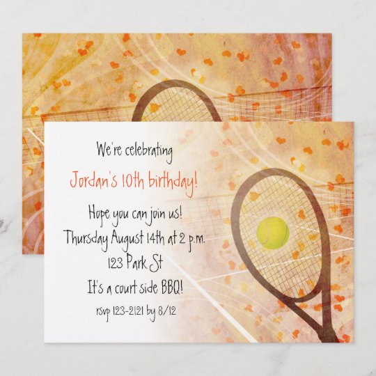 girls' birthday tiny hearts tennis party invitation | Zazzle.com
