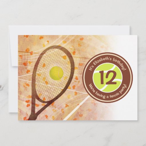 girls birthday tiny hearts tennis party invitation | Zazzle