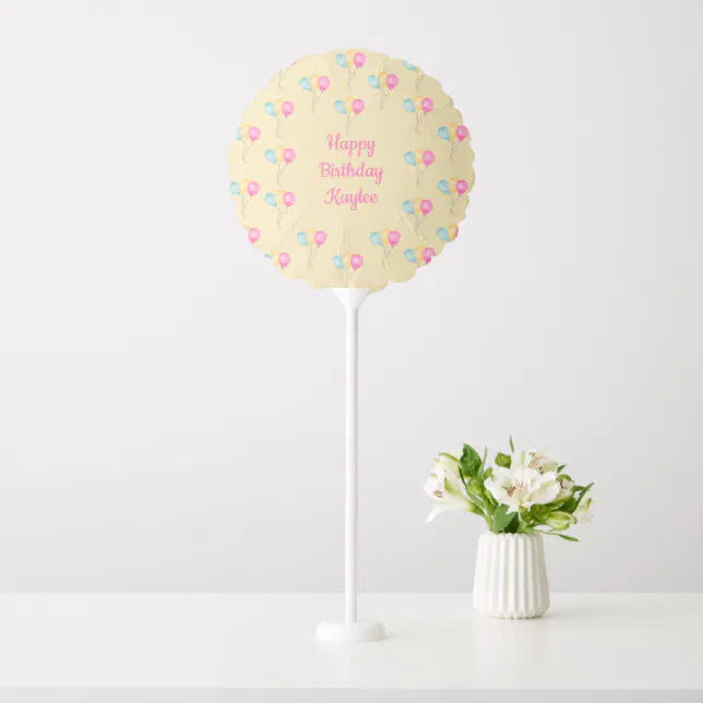 Girls Birthday Yellow Polka Dots And Balloons | Zazzle
