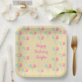 Girls Birthday Yellow Polka Dots And Balloons Paper Plates | Zazzle
